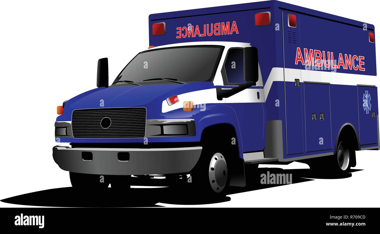 Modern ambulance van over white. Colored vector illustration Stock ...