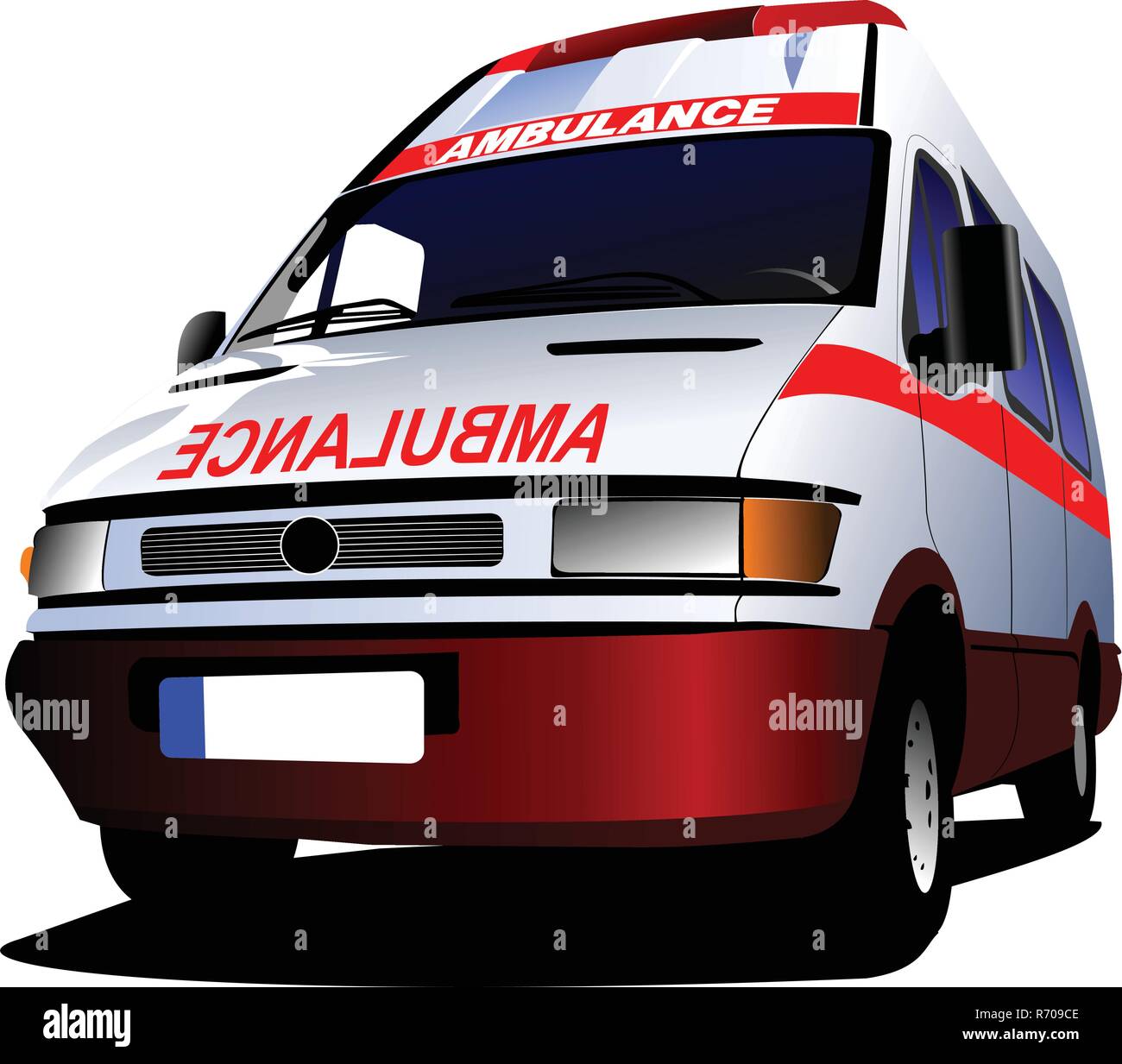 Modern ambulance van over white. Colored vector illustration Stock ...