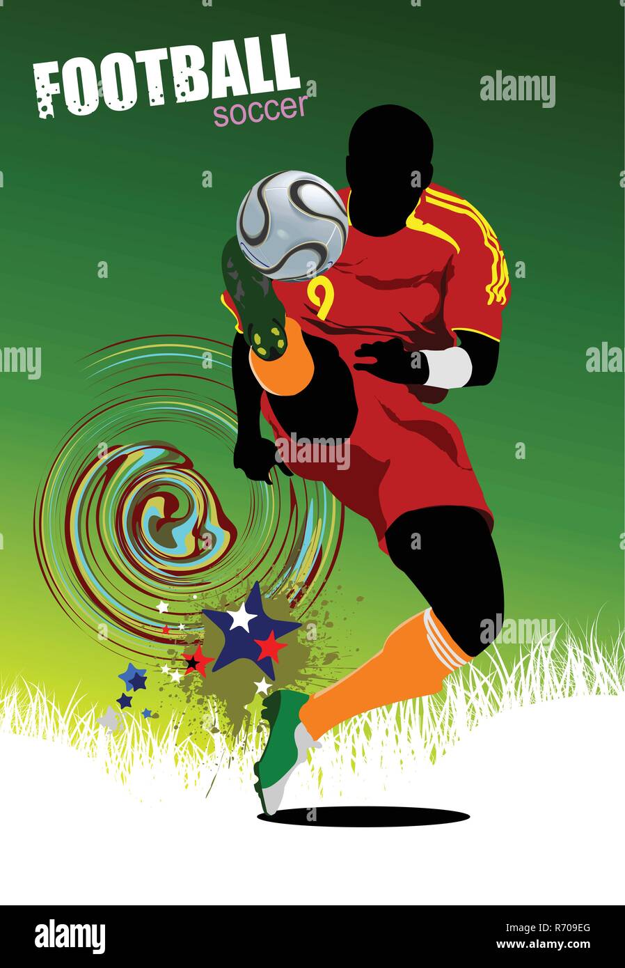 Poster Soccer football player. Colored Vector illustration for ...