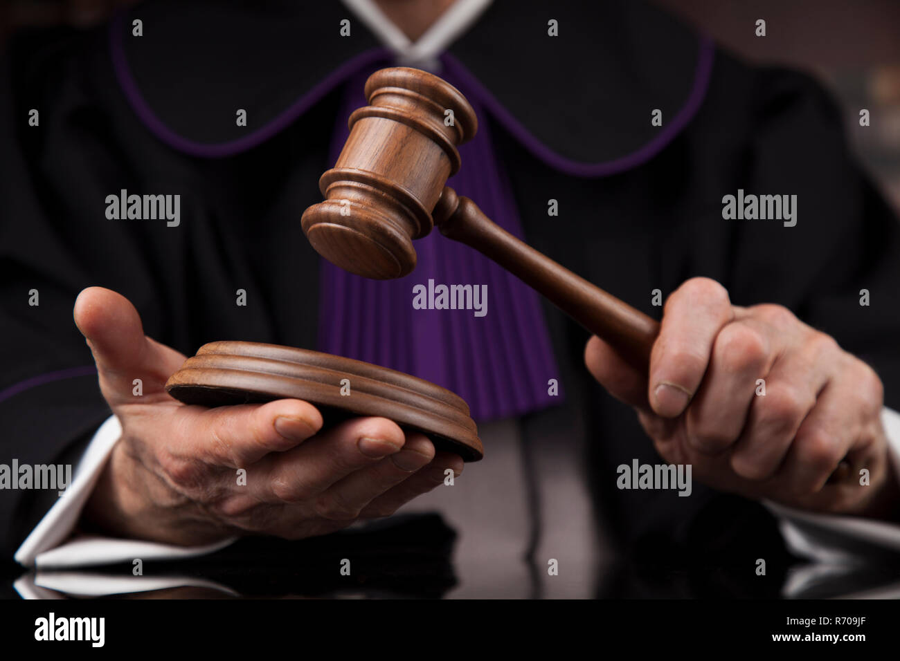 Justice and law concept. Male judge in a courtroom Stock Photo - Alamy