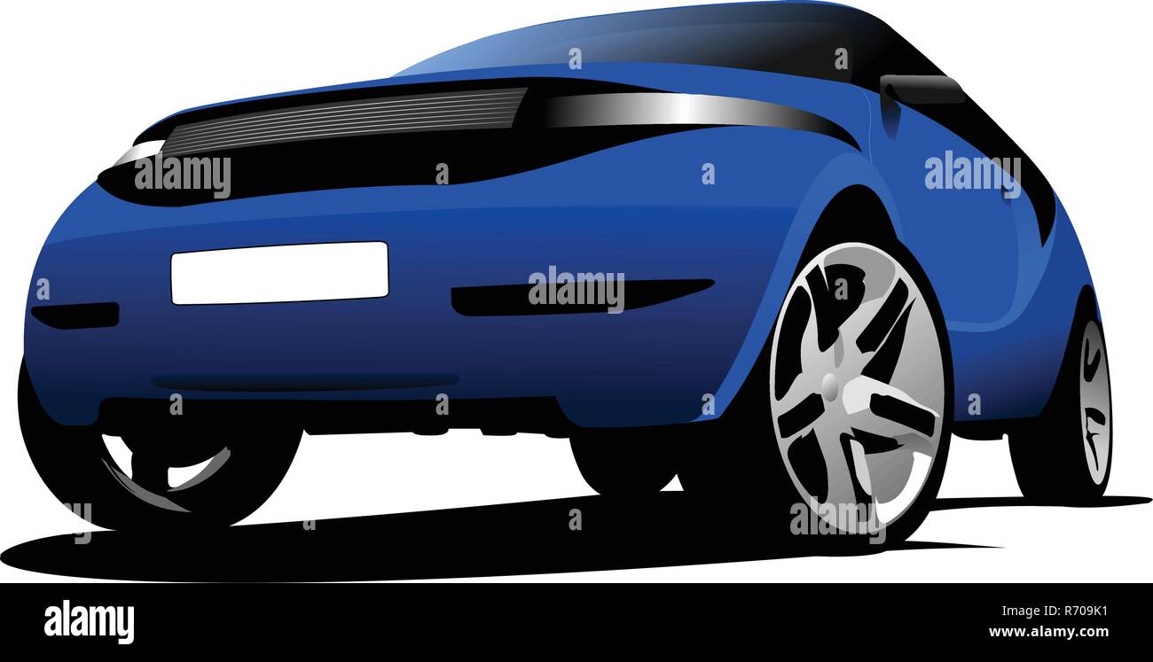 Blue car on the road. Vector illustration Stock Vector Image & Art - Alamy