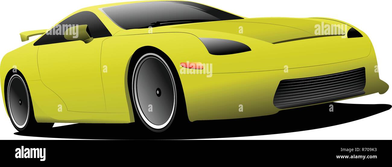 Yellow car on the road. Vector illustration Stock Vector Image & Art ...