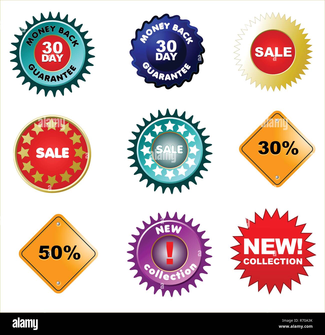 Set of badges and price tags Cut Out Stock Images & Pictures - Alamy