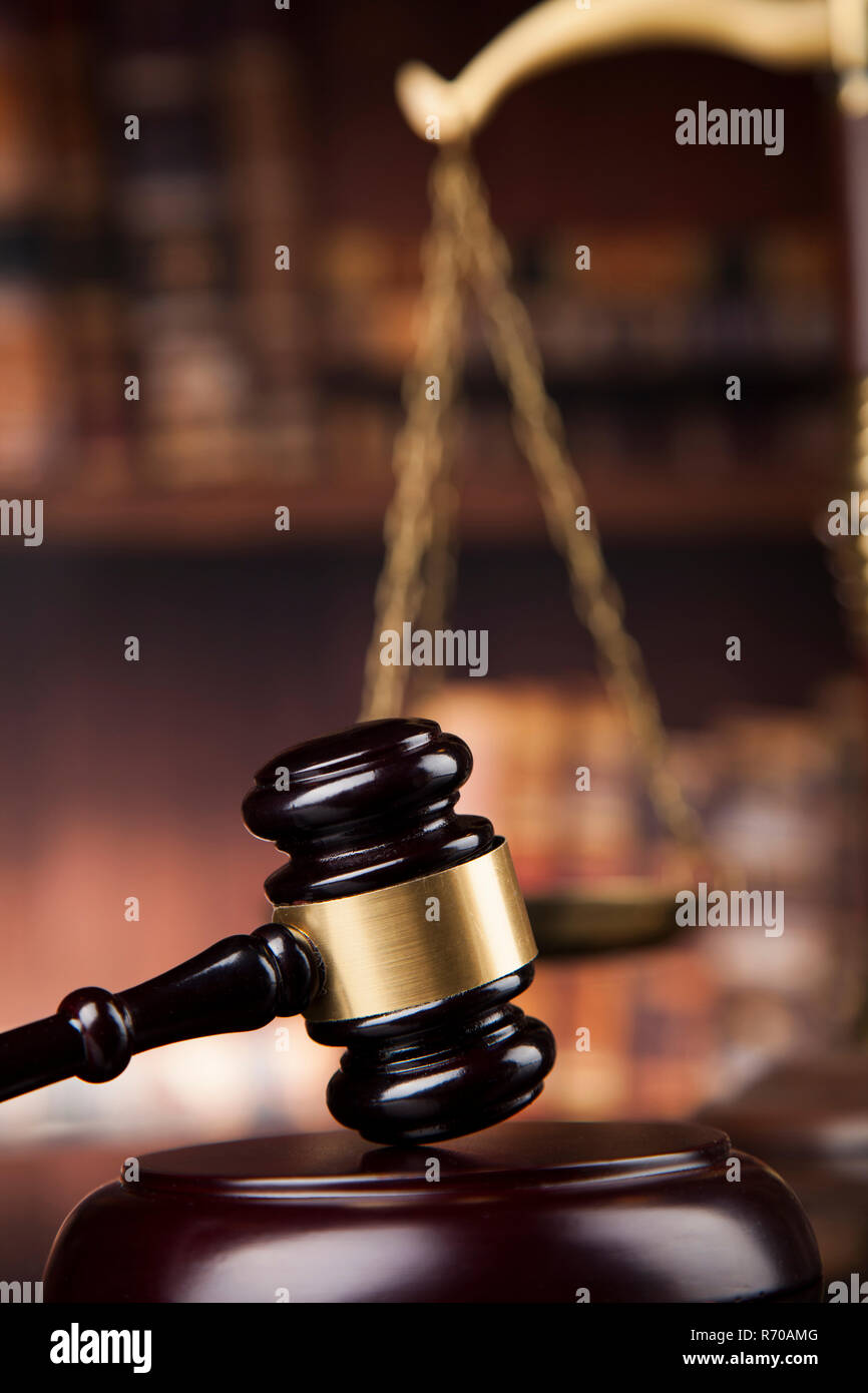 Courtroom, Law theme, mallet of the justice Stock Photo - Alamy