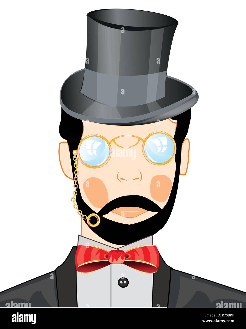 Vector illustration men in pince-nez and headdress Stock Vector Image ...