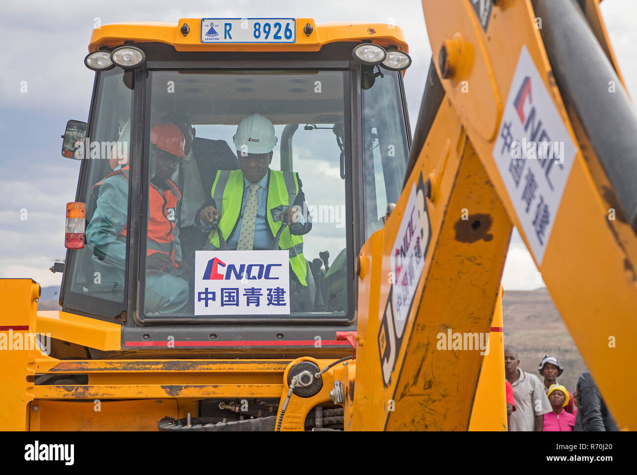 Qacha's Nek. 6th Dec, 2018. Lesotho's Prime Minister Tom Thabane (R ...