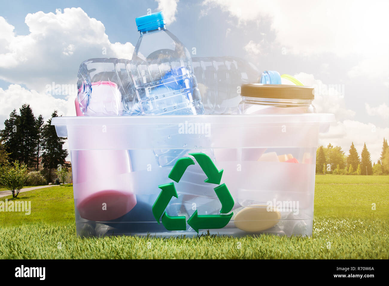 Close-up Of Water Bottles Inside Container Stock Photo - Alamy