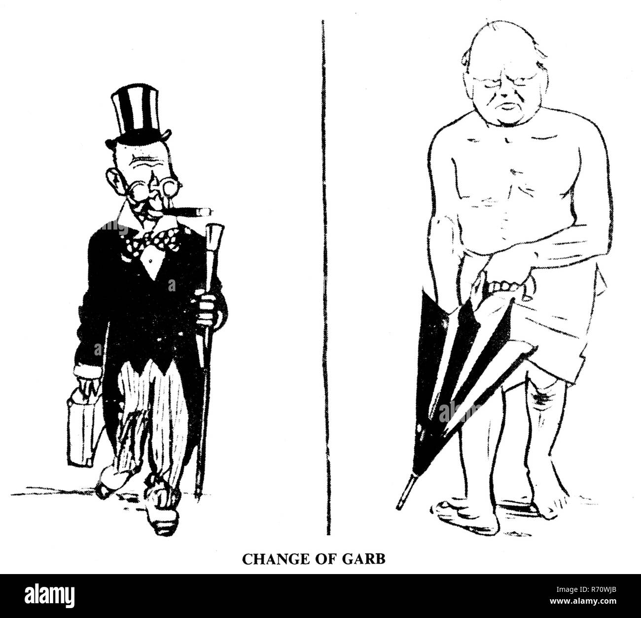 Cartoon, Change of Garb for Mahatma Gandhi, 1931, old vintage 1900s ...