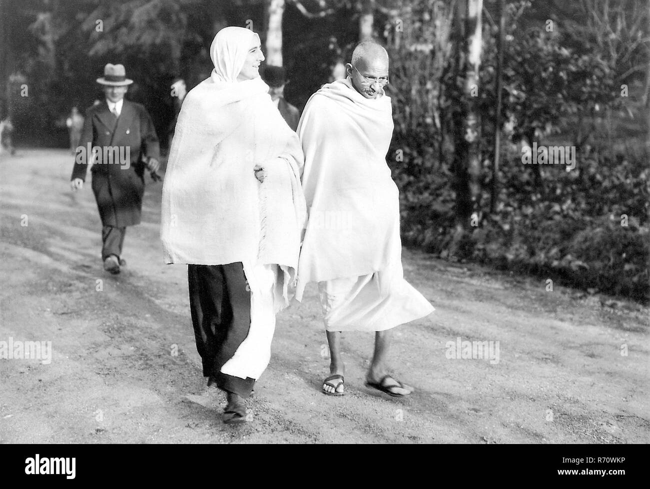 Mahatma Gandhi with Madeleine Slade, Mirabehn, Meera Behn, on his ...