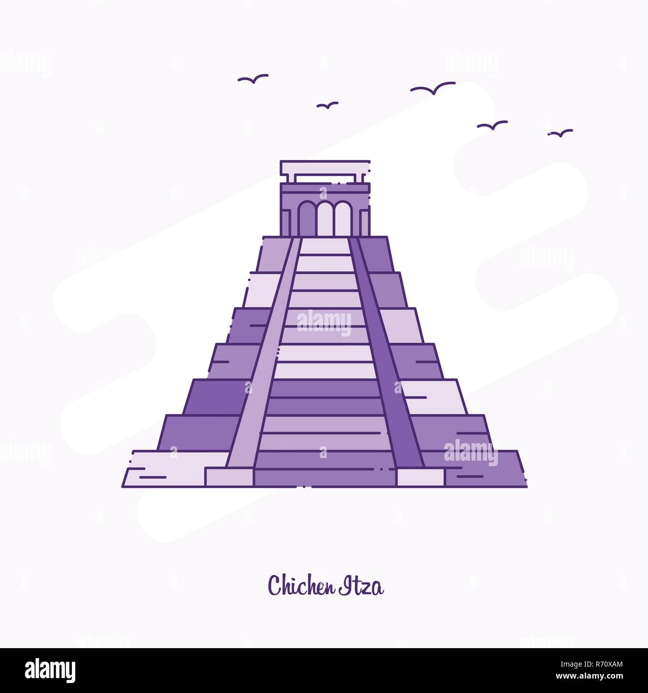 CHICHEN ITZA Landmark Purple Dotted Line skyline vector illustration ...