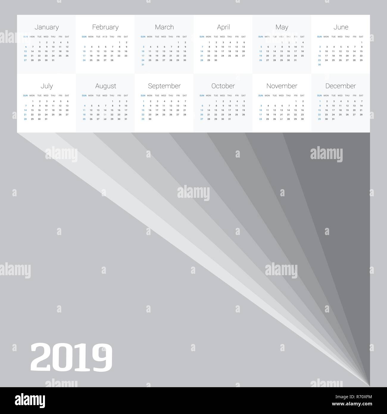 2019 Calendar Template. Vector Gray background Stock Vector Image & Art ...