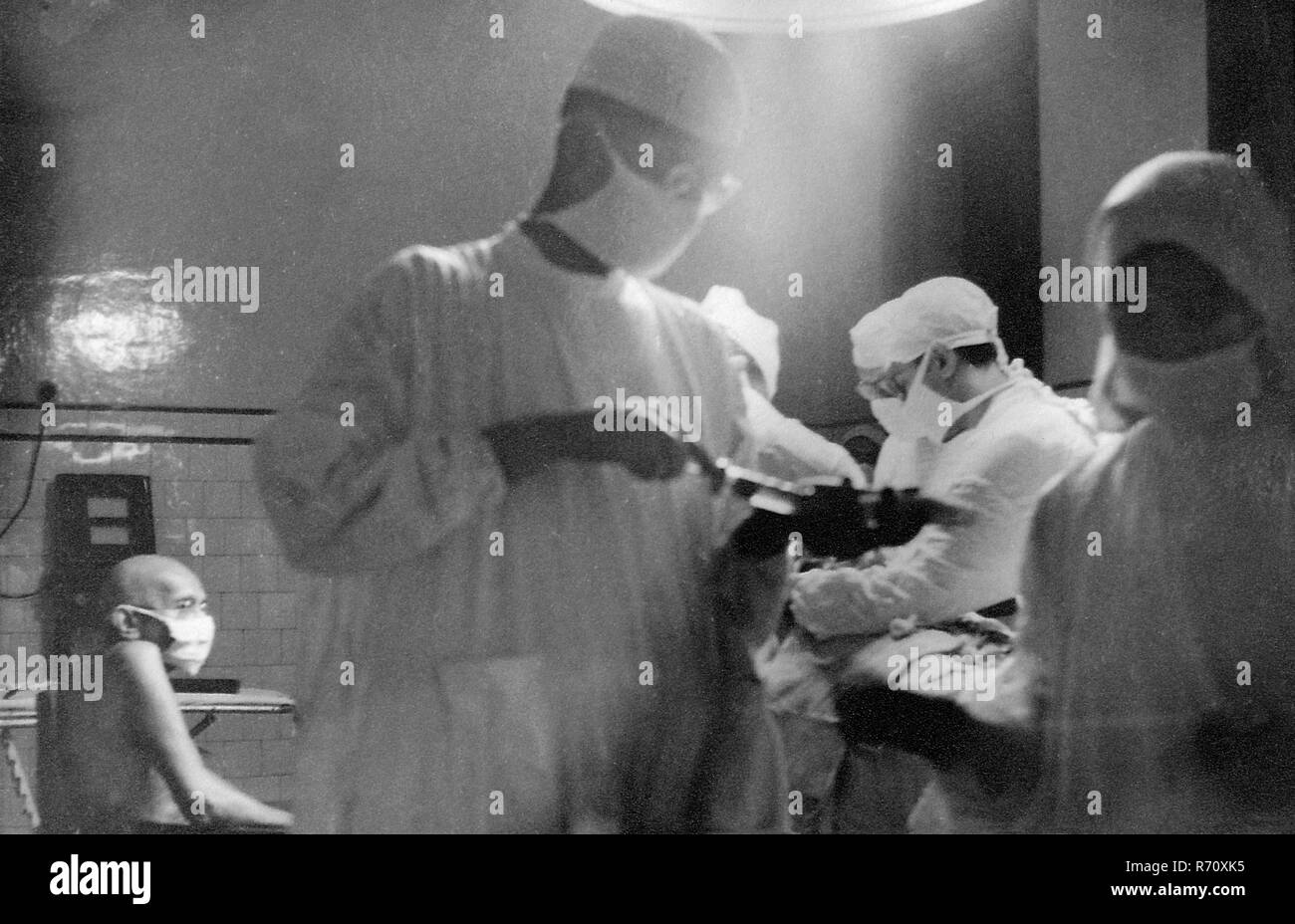 Mahatma Gandhi during the appendicitis operation of his grand daughter ...