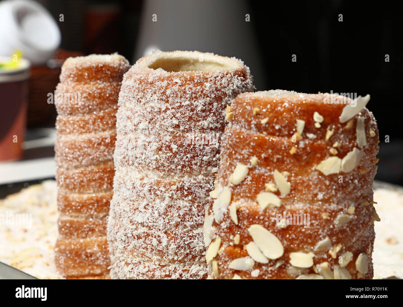 Close up ready to eat sweet chimney cake Stock Photo - Alamy