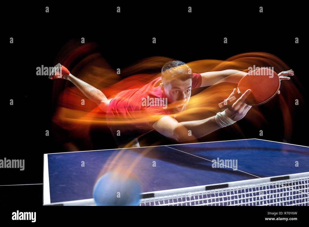 The table tennis player serving Stock Photo - Alamy