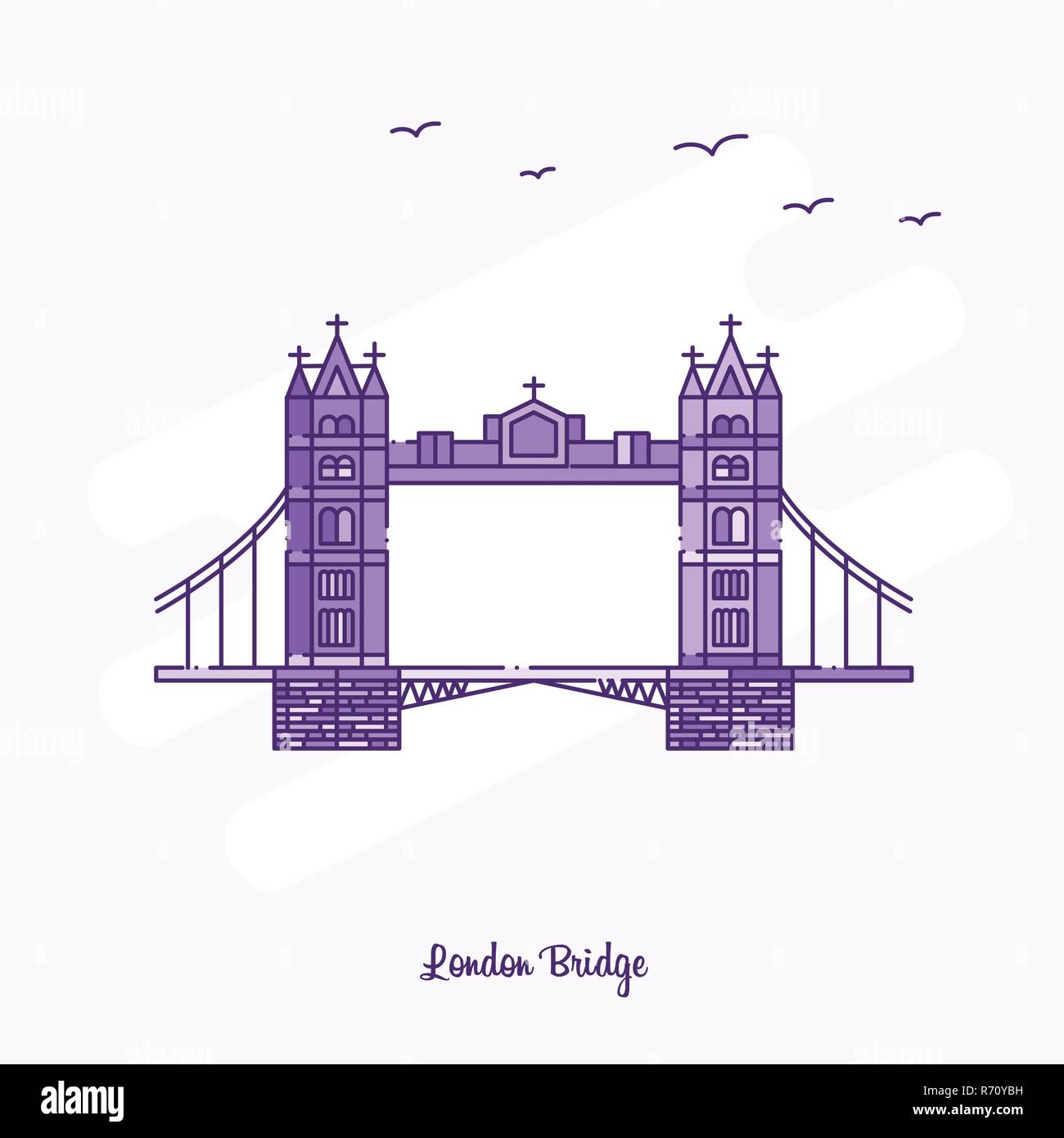 LONDON BRIDGE Landmark Purple Dotted Line skyline vector illustration ...