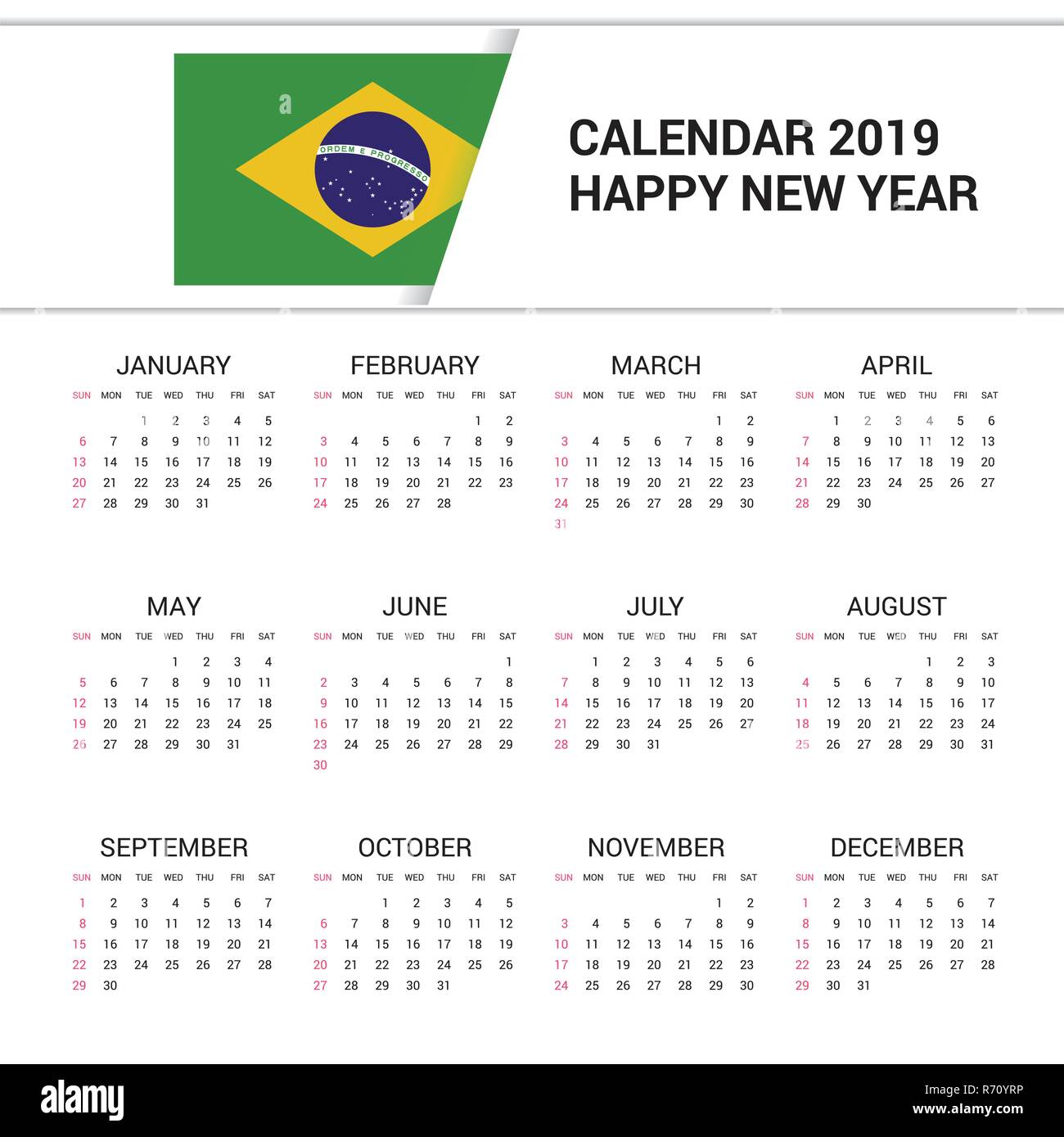 Brazilian calendar Stock Vector Images - Alamy