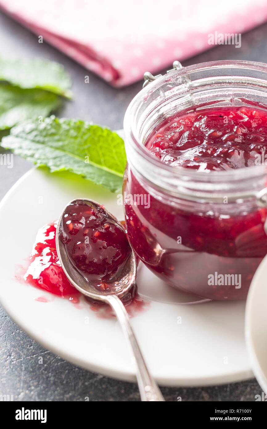 Raspberry jam jelly Stock Photo - Alamy