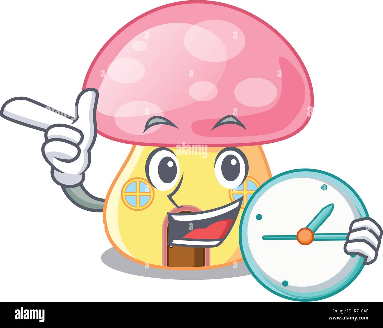 With clock fairy House mushroom on a cartoon Stock Vector Image & Art ...