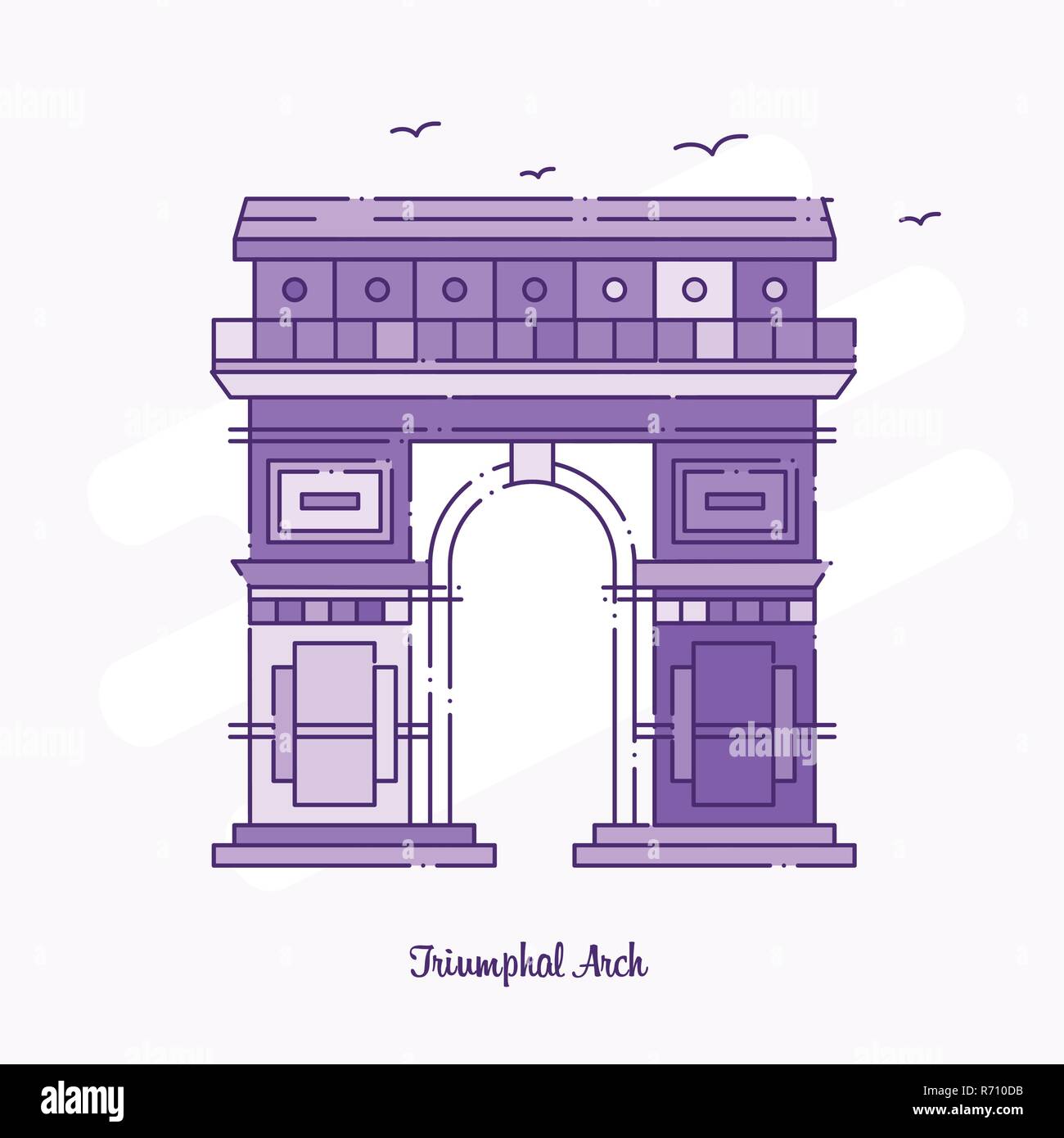 TRIUMPHAL ARCH Landmark Purple Dotted Line skyline vector illustration Stock Vector Image & Art ...