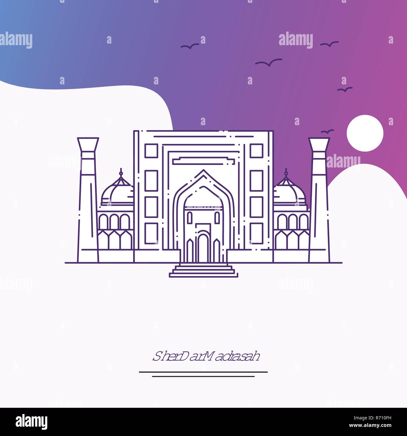 Travel SHER DAR MADRASAH Poster Template. Purple creative background ...