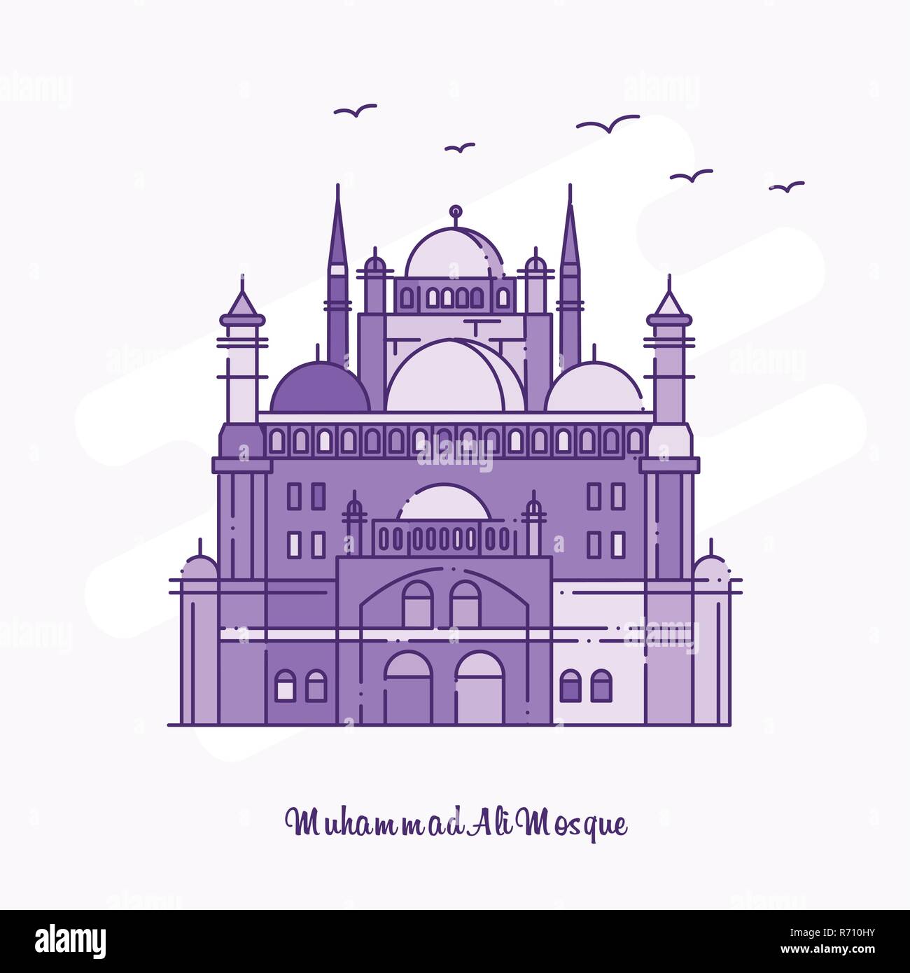 MUHAMMAD ALI MOSQUE Landmark Purple Dotted Line skyline vector ...