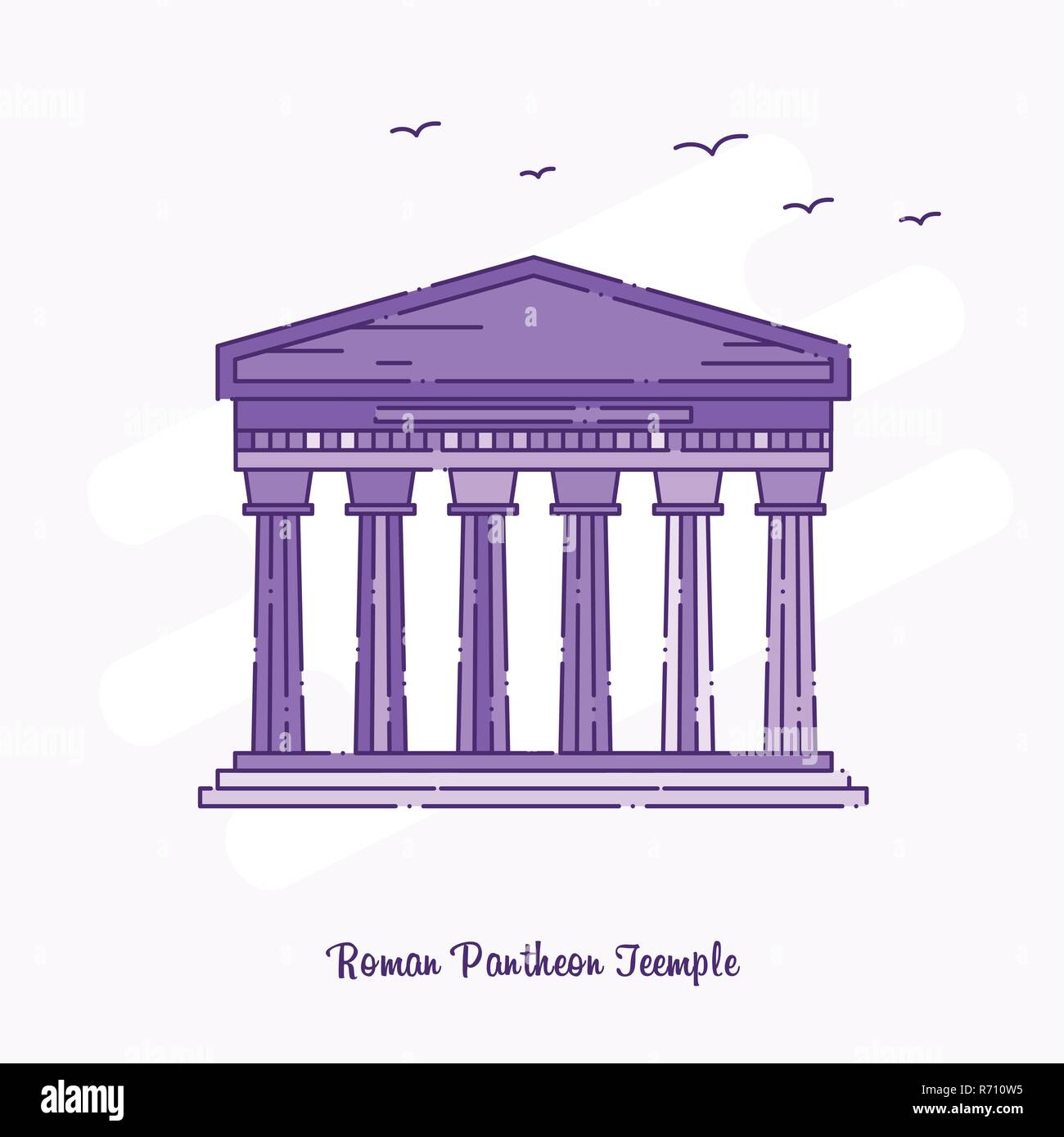 ROMAN PANTHEON TEEMPLE Landmark Purple Dotted Line skyline vector ...