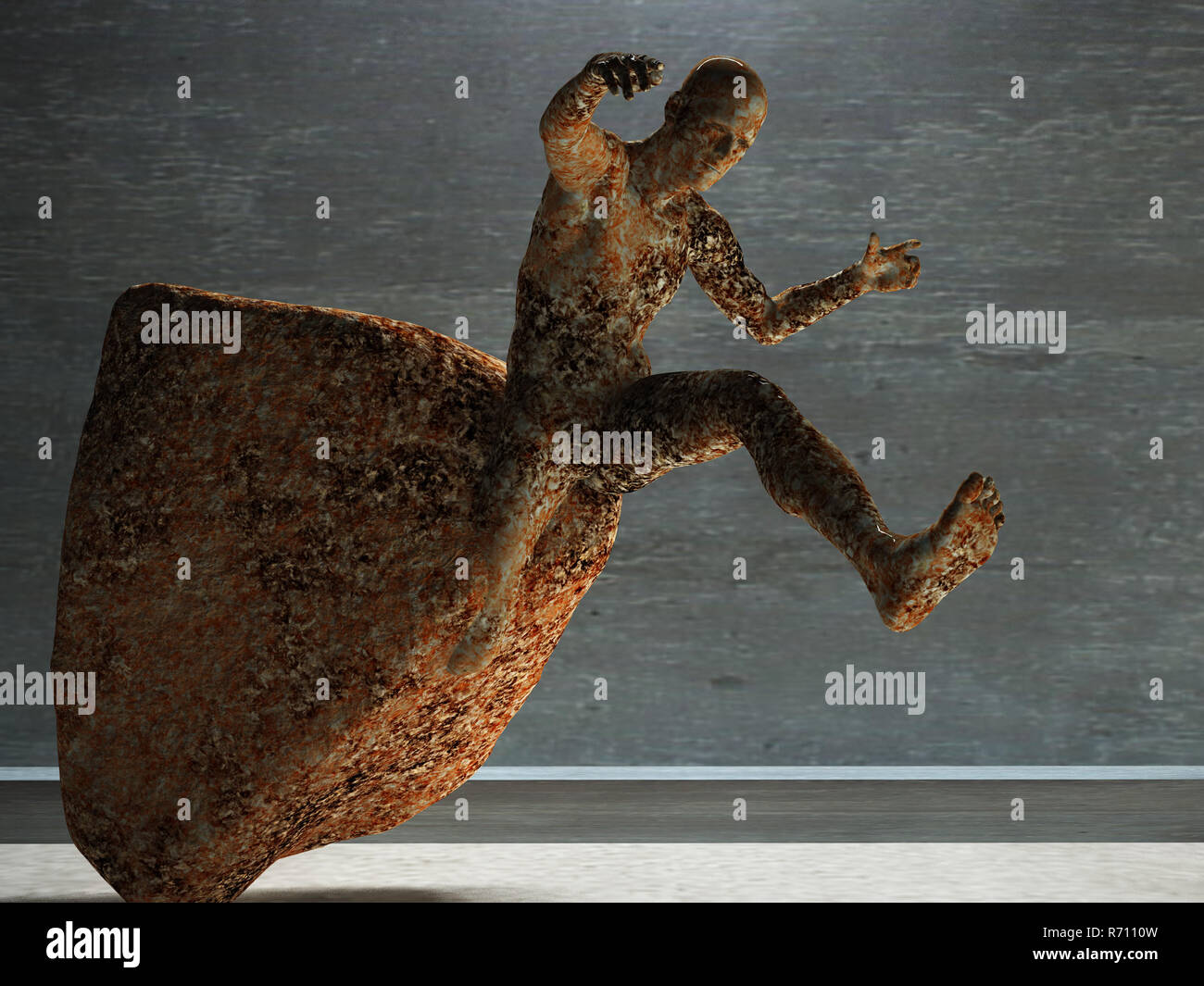 3D render. Men's figure made of stone Stock Photo - Alamy