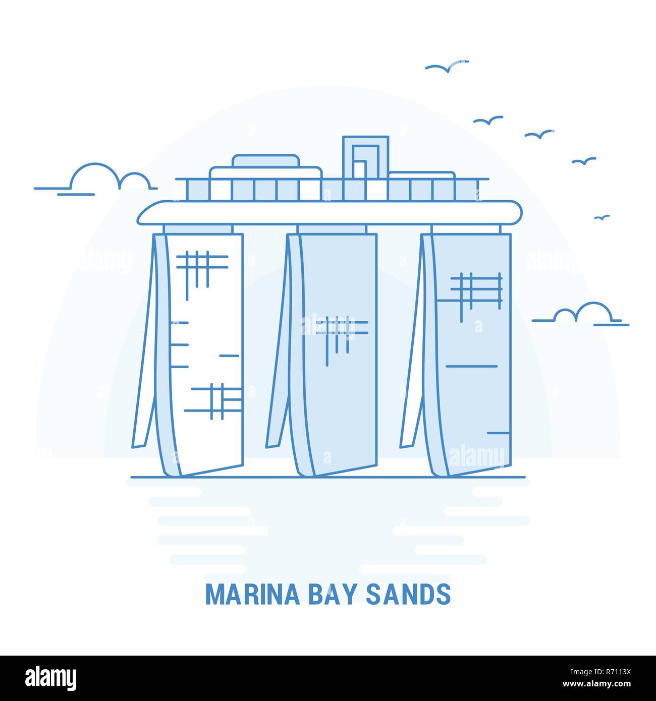 MARINA BAY SANDS Blue Landmark. Creative background and Poster Template ...