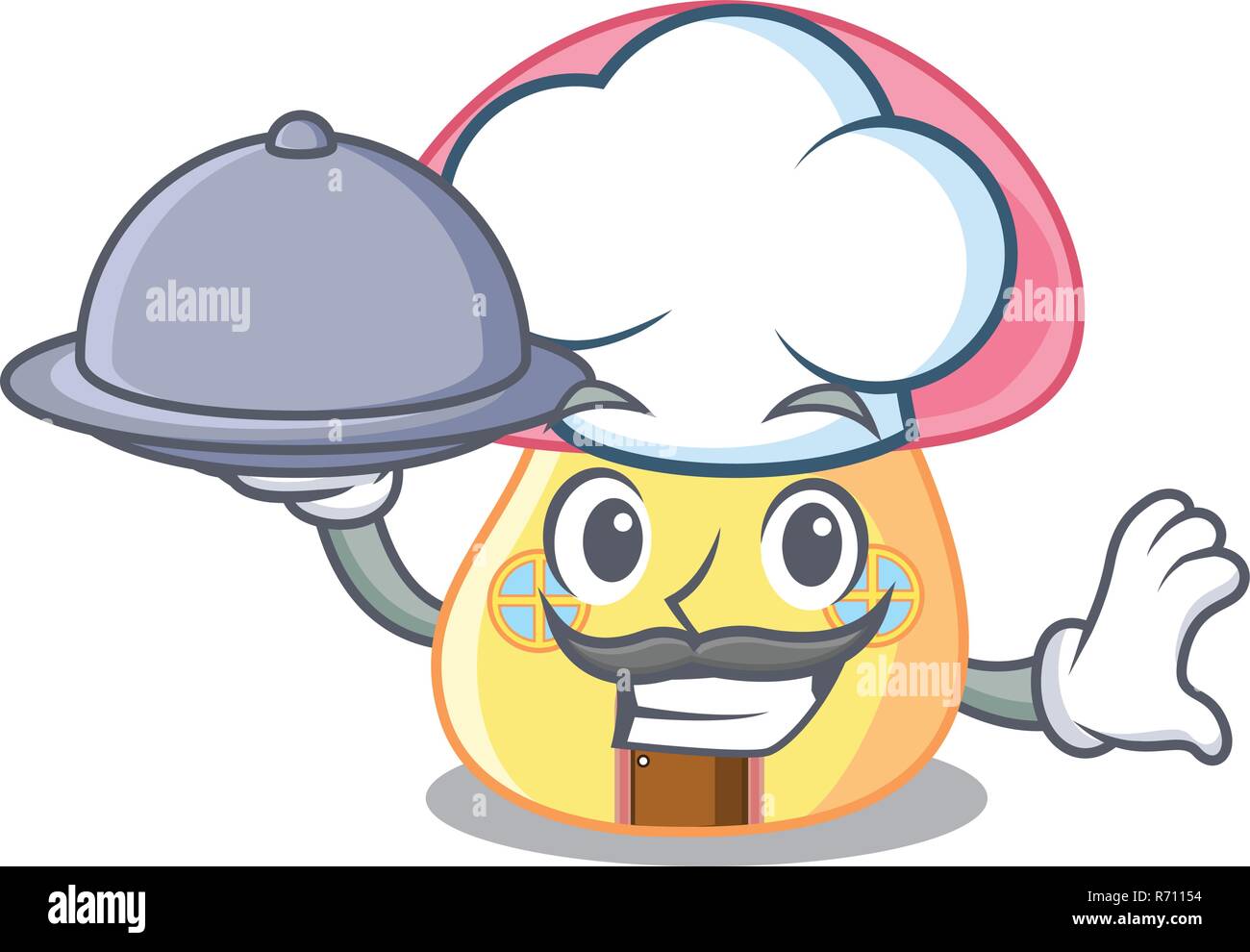 Chef with food mushroom house in a shape character Stock Vector Image ...