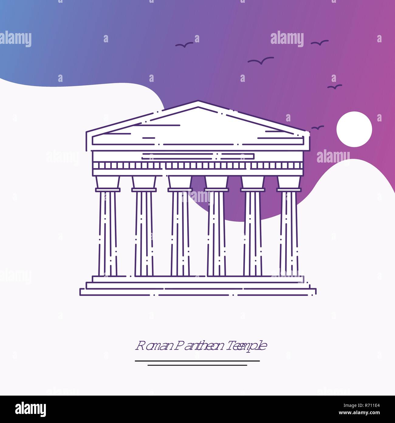 Travel ROMAN PANTHEON TEEMPLE Poster Template. Purple creative ...