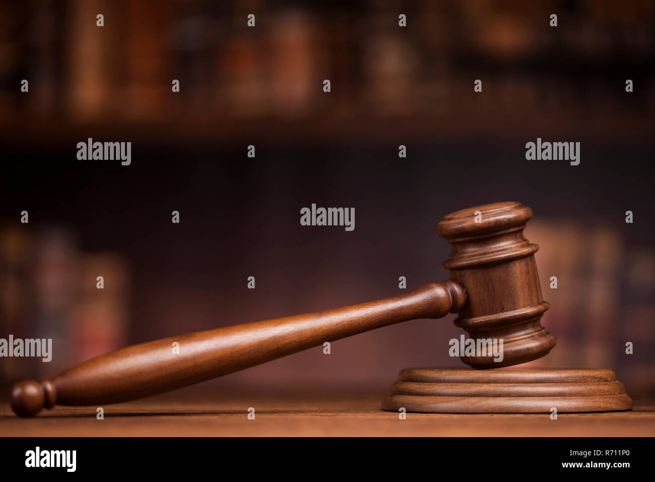 Law and justice concept, Brown wooden background Stock Photo - Alamy