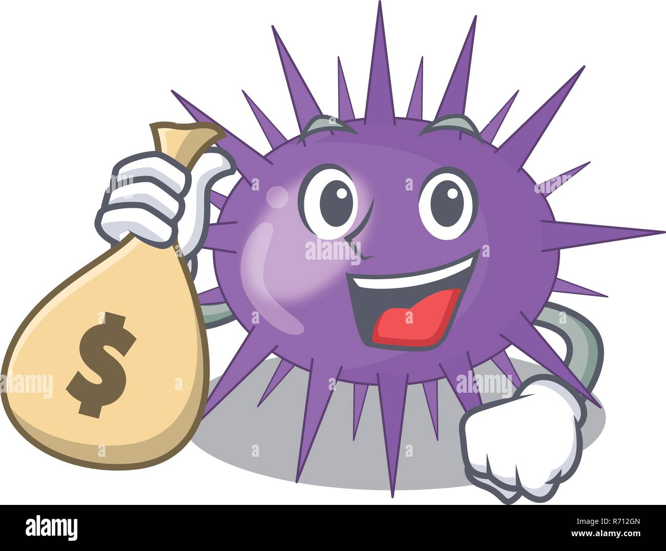 With money bag sea urchin drawing engraving ink cartoon Stock Vector ...