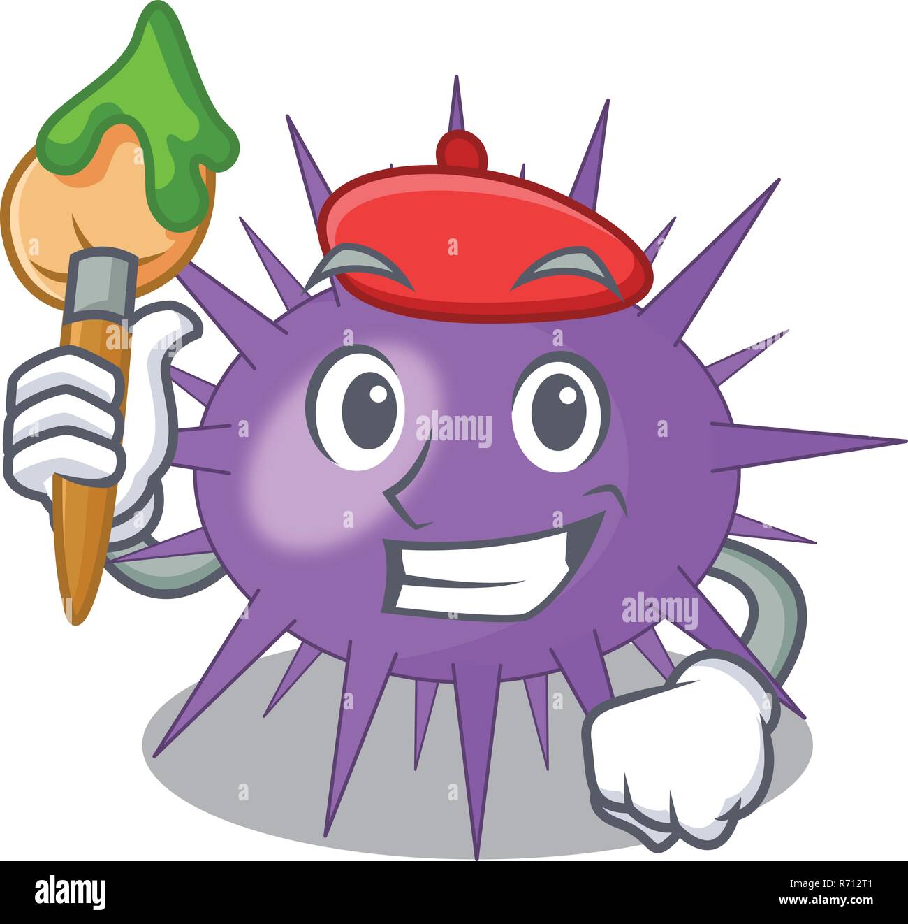 Artist sea urchin drawing engraving ink cartoon Stock Vector Image ...