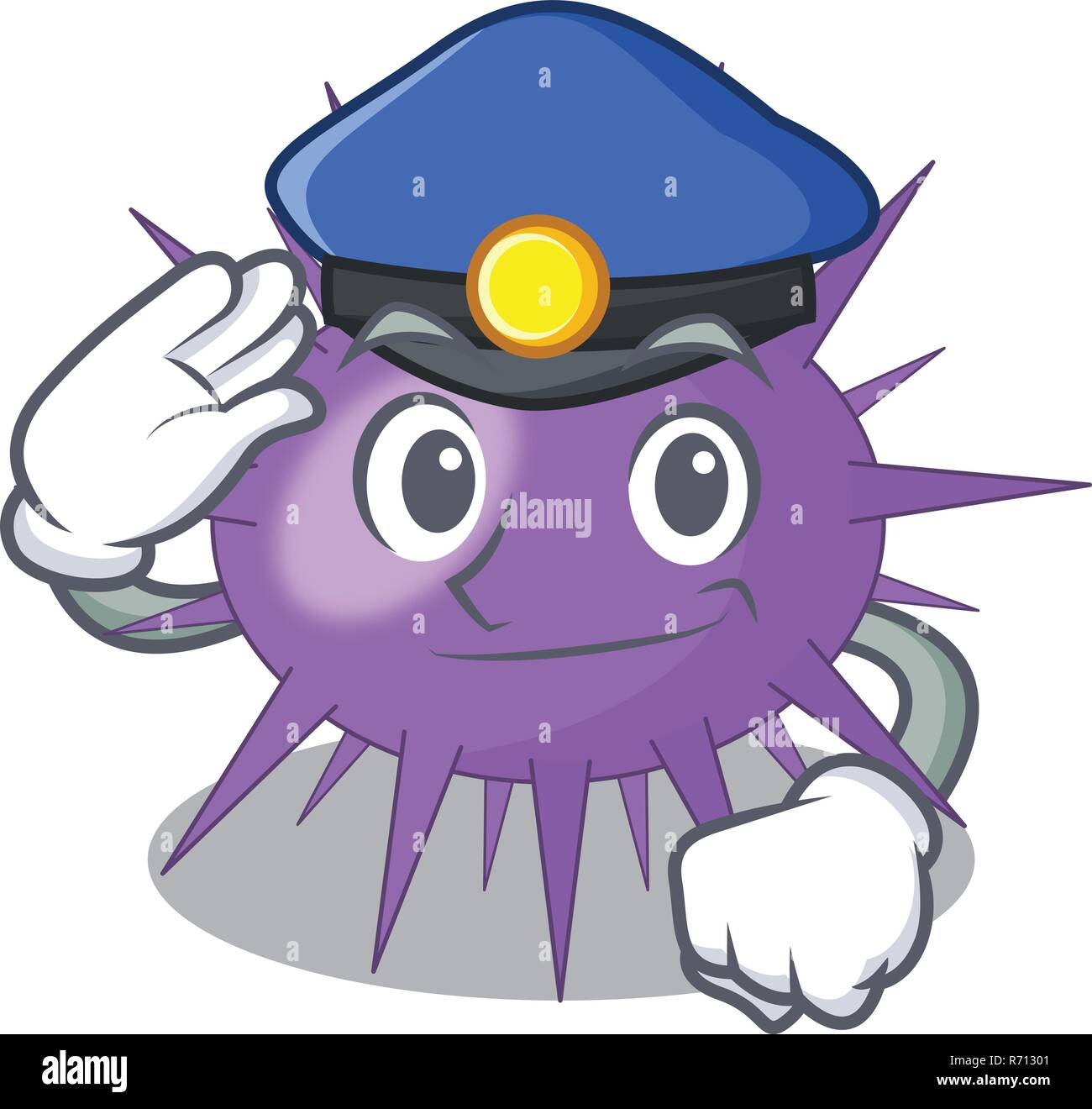 Police sea urchin drawing engraving ink cartoon Stock Vector Image ...