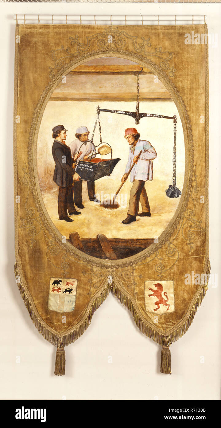 Wilhelmus Petrus van Geldorp, Banner of golden brown velvet, oval ...