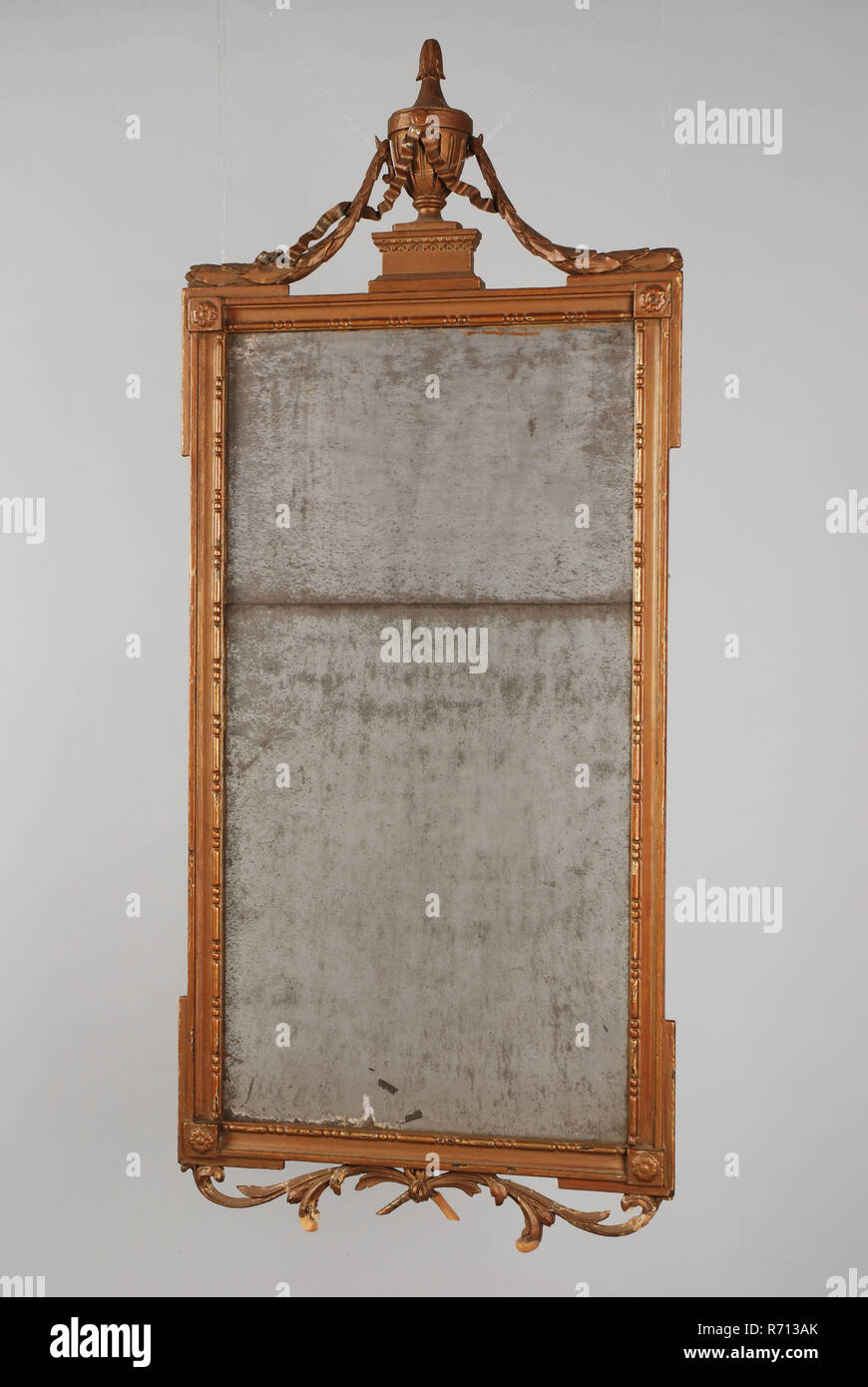 Wooden rectangular mirror in gilded Louis Seize frame, interior design ...