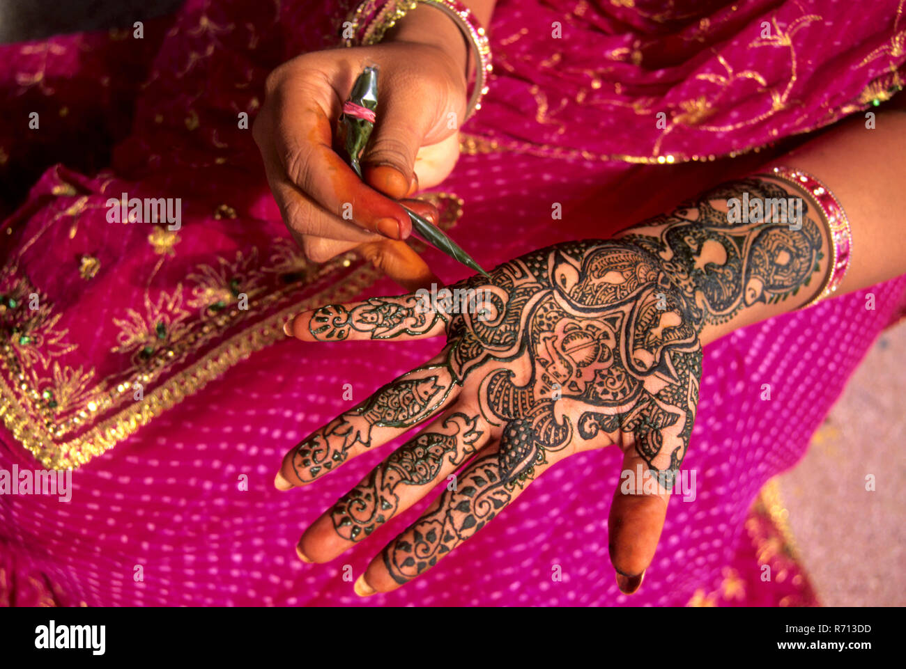 mehndi competition, Teej Festival, Jaipur, Rajasthan, india Stock Photo ...
