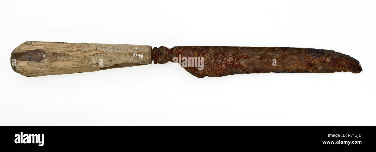 Knife with iron blade and hexagonal wooden handle, knife cutlery ...