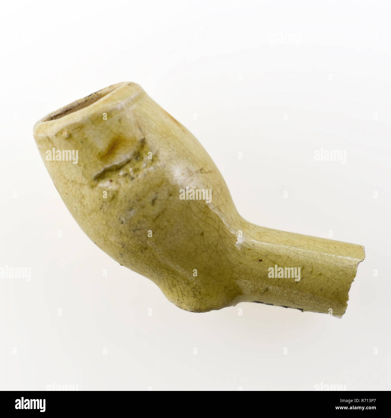 Clay pipe, marked with yellow-green glaze, clay pipe smoking equipment ...