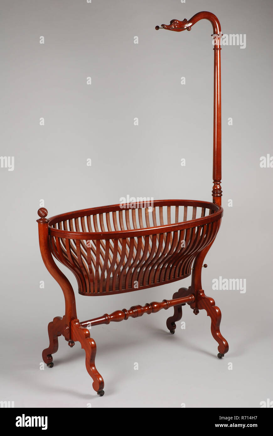 Mahogany Biedermeier cradle, cradle bed mahogany oak wood brass iron ...