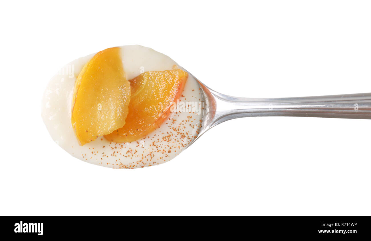spoon of semolina pudding Stock Photo - Alamy