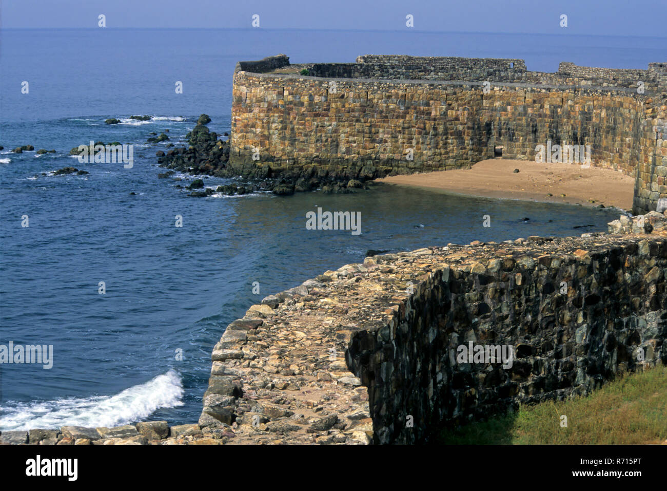 view of walls of sindhudurga fort, malvan, konkan, maharashtra, india ...