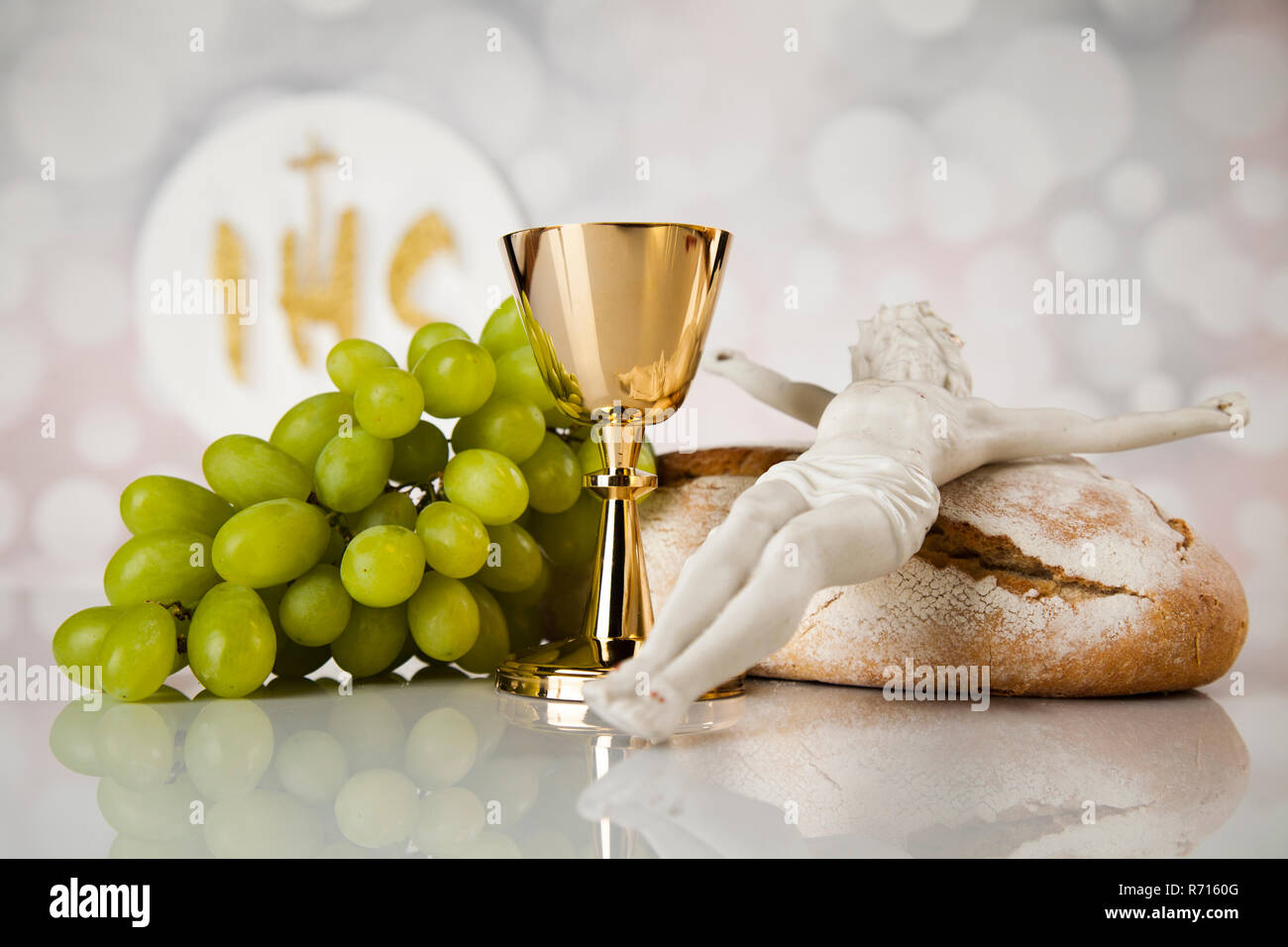 Holy communion for christianity religion, elements on white background ...