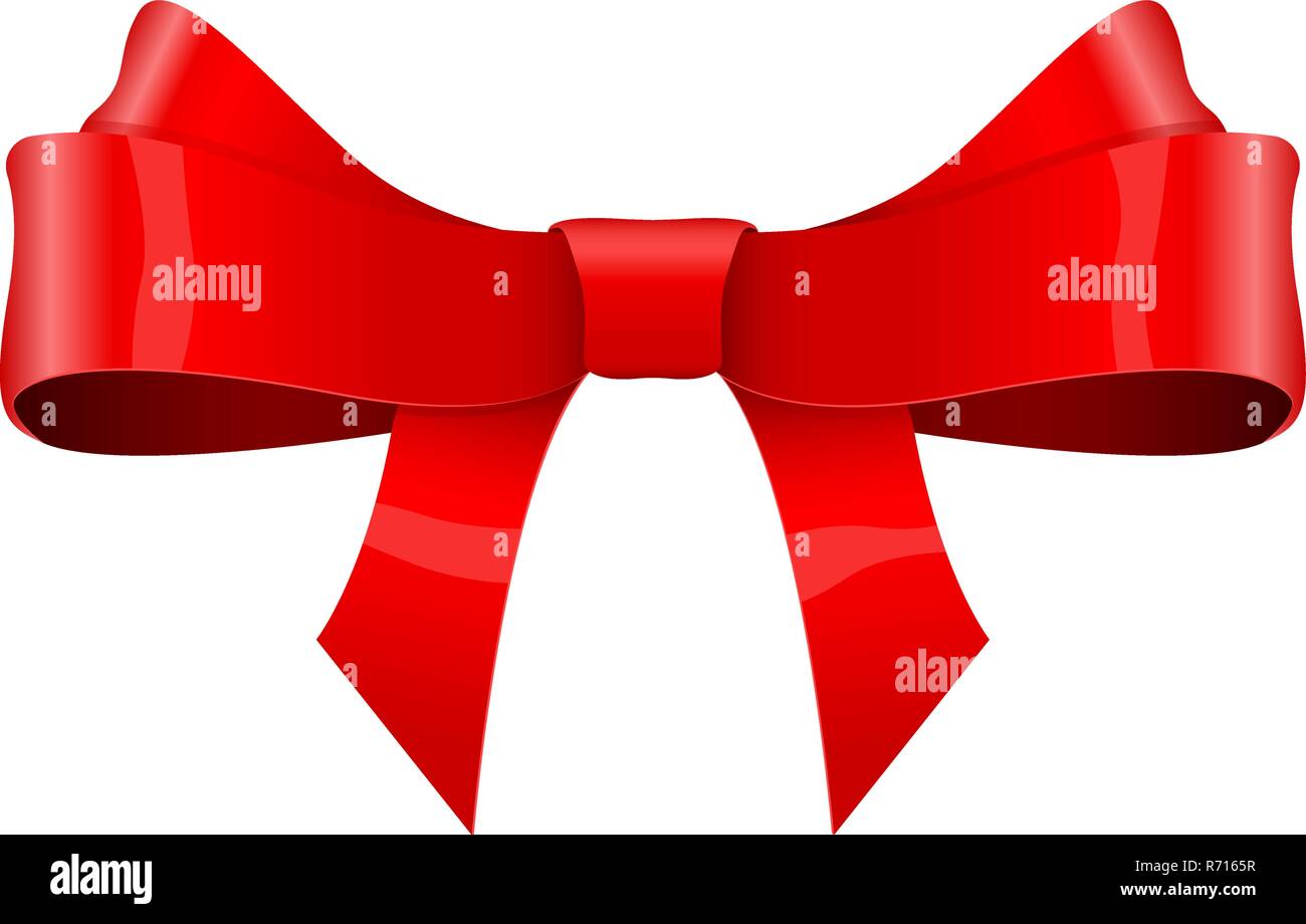 Red ribbon bow. Shiny 3d symbol Stock Vector Image & Art - Alamy