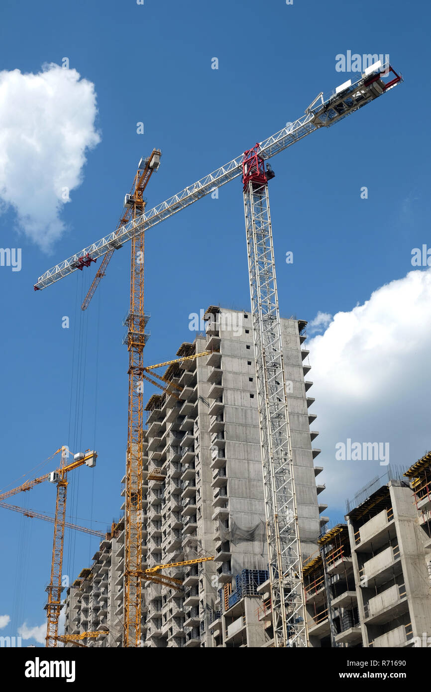 New high-rise modern apartment buildings construction in process ob ...