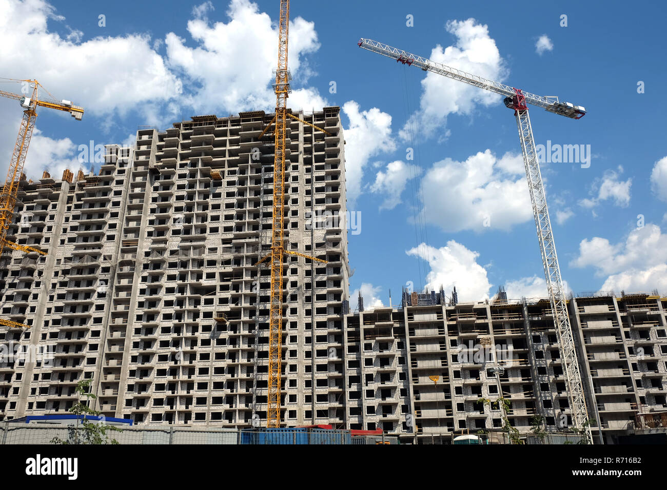 New high-rise modern apartment buildings construction in process ob ...
