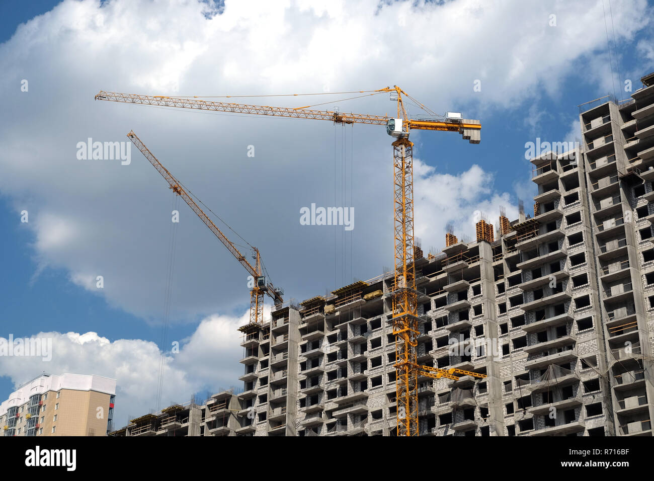 New high-rise modern apartment buildings construction in process ob ...