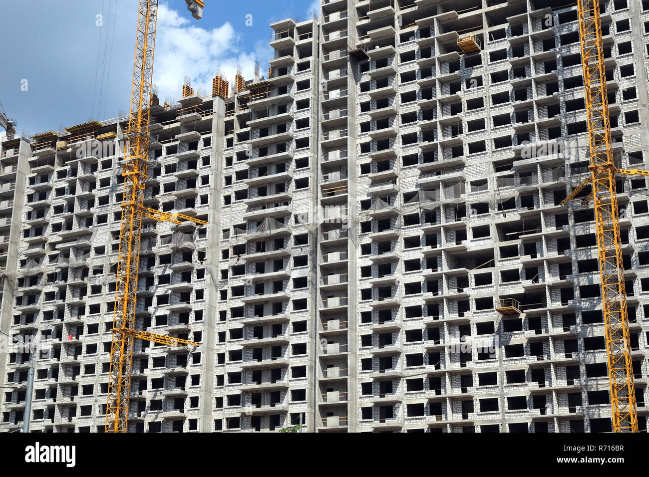 New high-rise modern apartment buildings construction in process ob ...