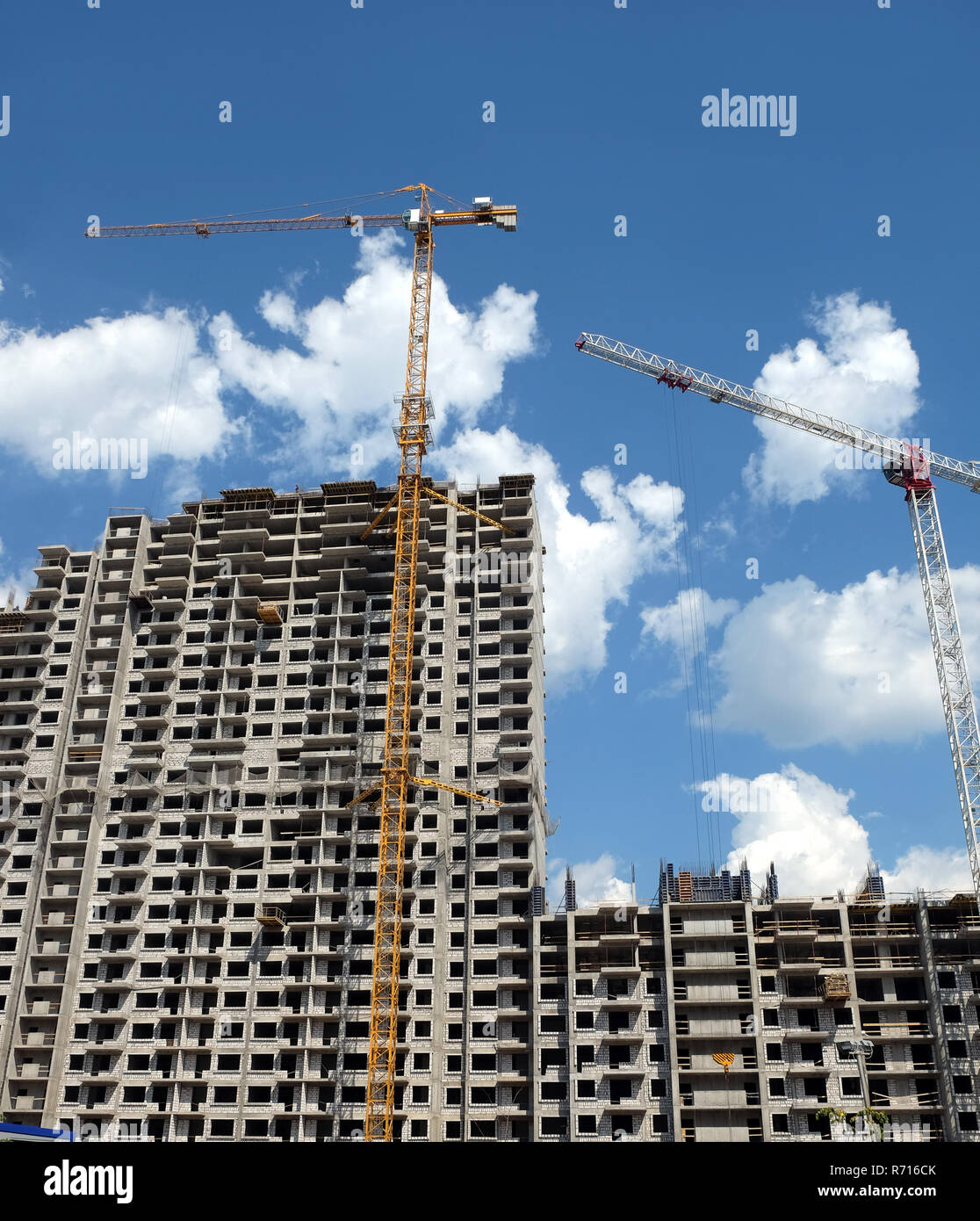 New high-rise modern apartment buildings construction in process ob ...