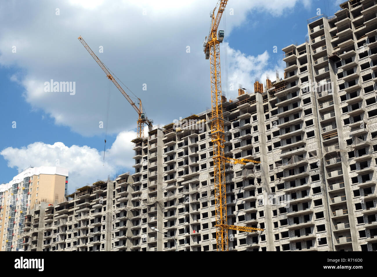 New high-rise modern apartment buildings construction in process ob ...